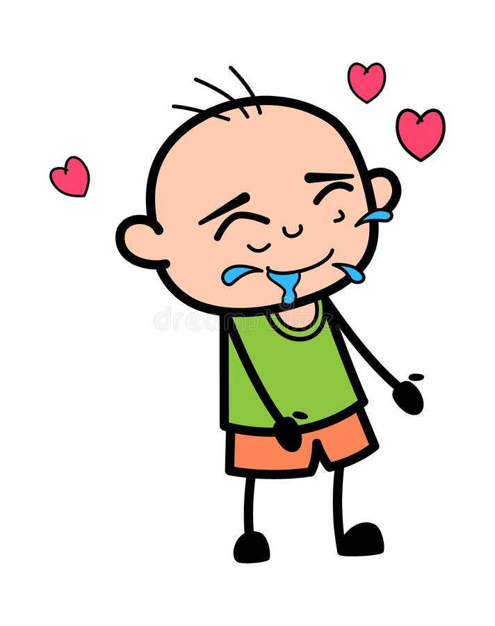 Bald Boy Cartoon Drooling in Love Stock Illustration - Illustration of ...