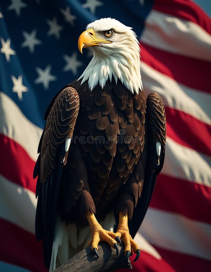 Bald Eagle with American Flag Background Stock Illustration ...