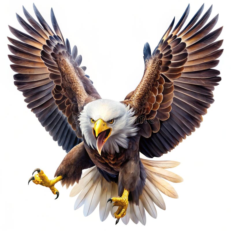 Bald Eagle Attacking Symbol Isolated on White Stock Illustration ...