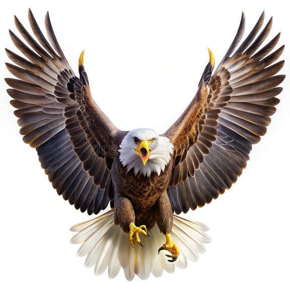 Bald Eagle Attacking Symbol Isolated on White Stock Illustration ...