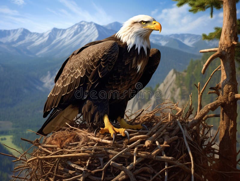 Bald Eagle about to Fly stock illustration. Illustration of alert ...
