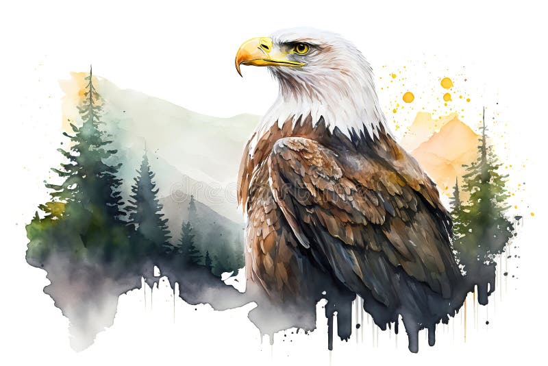 Watercolor Bald Eagle Stock Illustrations – 251 Watercolor Bald Eagle ...