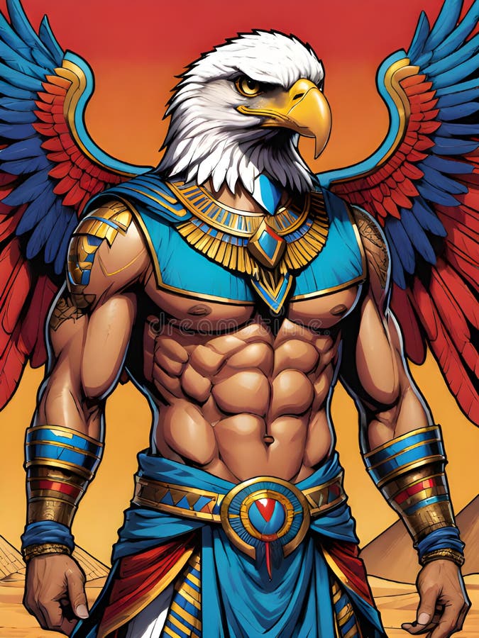 A Bald Eagle with a Blue and Red Outfit Stock Illustration ...
