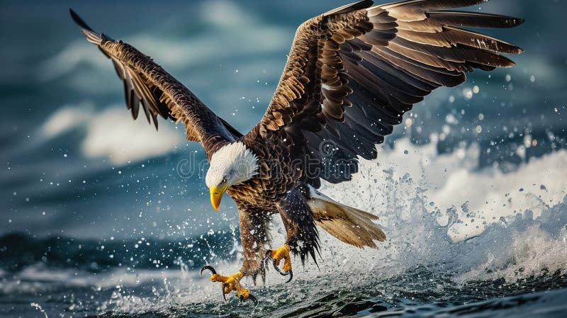 An Bald Eagle Catching a Fish. Generative AI Stock Illustration ...