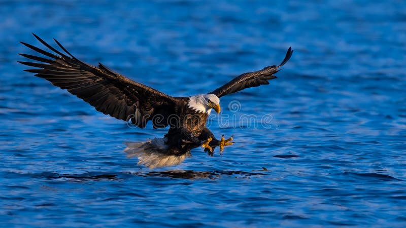 Bald Eagle catching Fish stock image. Image of flying - 302185593