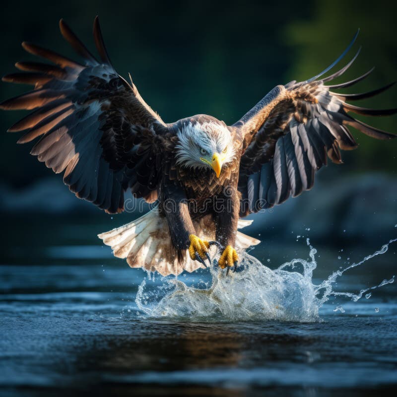 Bald Eagle Catching Fish with Focused Precision and Strength, Precision ...