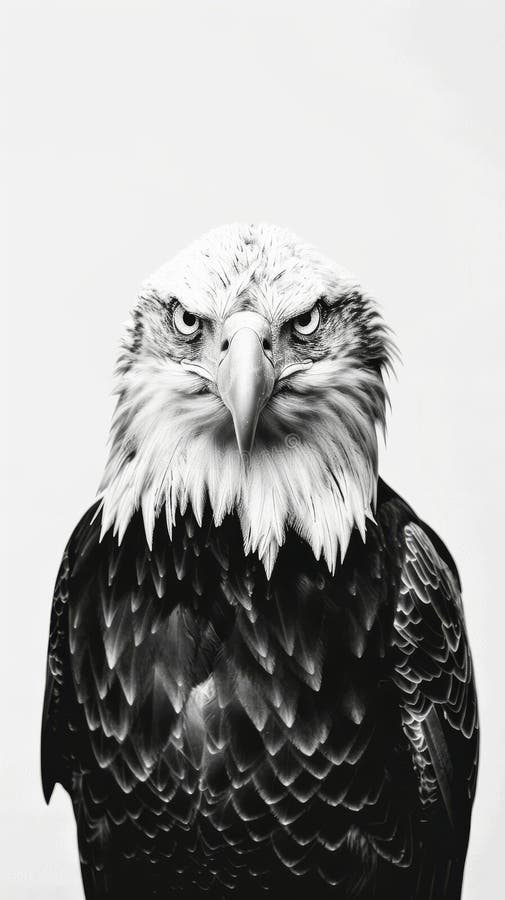 Bald Eagle Close-up in Black and White, Studio Shot. Wildlife ...