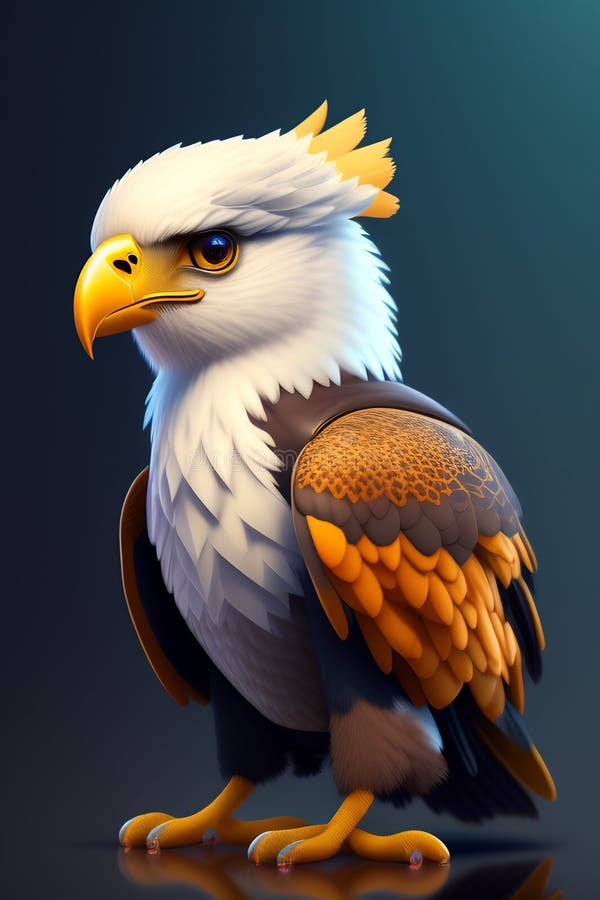 Bald Eagle - 3D Render of an Eagle with Yellow Eyes Stock Illustration ...