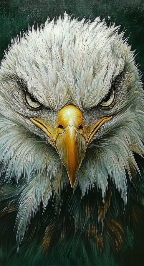 The Bald Eagle is Depicted Staring Intently with Sharp Focus and ...