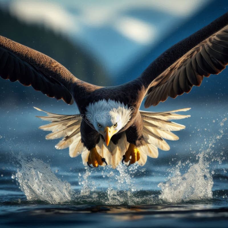 A Bald Eagle Diving Towards Its Prey, with a Fierce and Focused Precision Stock Illustration ...