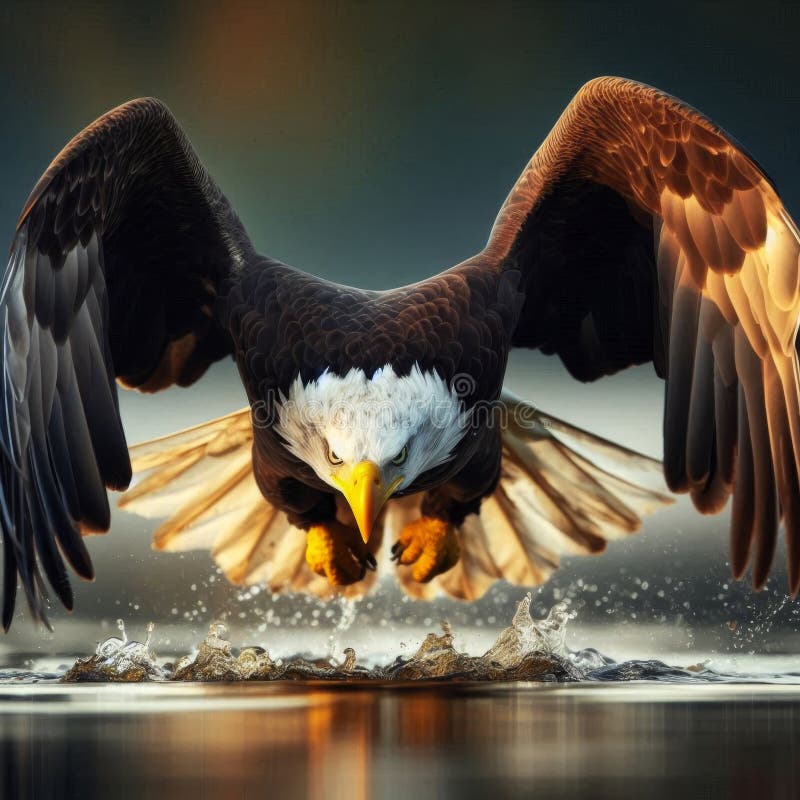A Bald Eagle Diving Towards Its Prey, with a Fierce and Focused ...