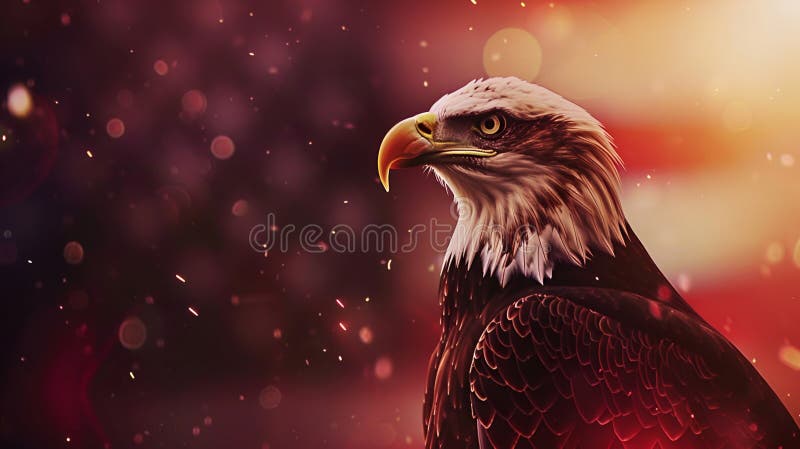 Bald Eagle in Dramatic Lighting with a Patriotic Background Stock ...