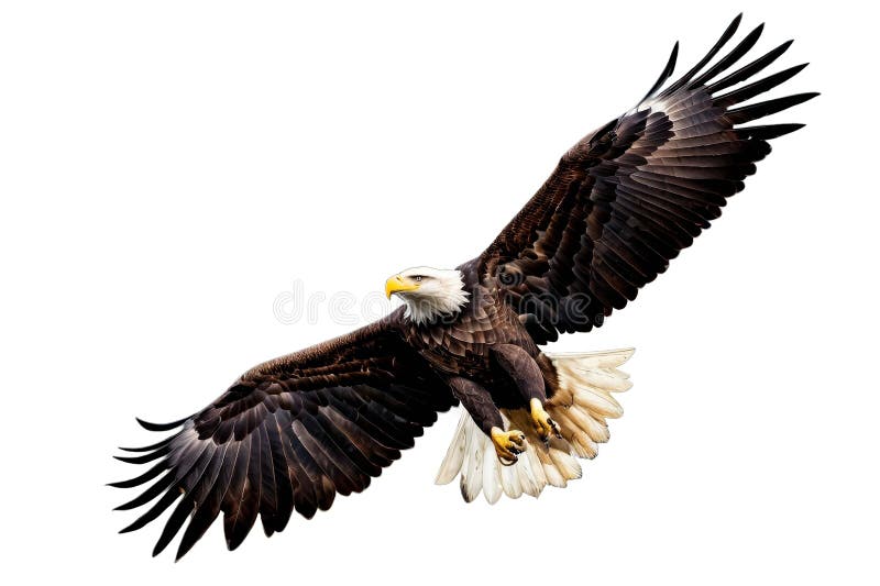 A Bald Eagle Flying through the Air with Its Wings Spread Stock ...