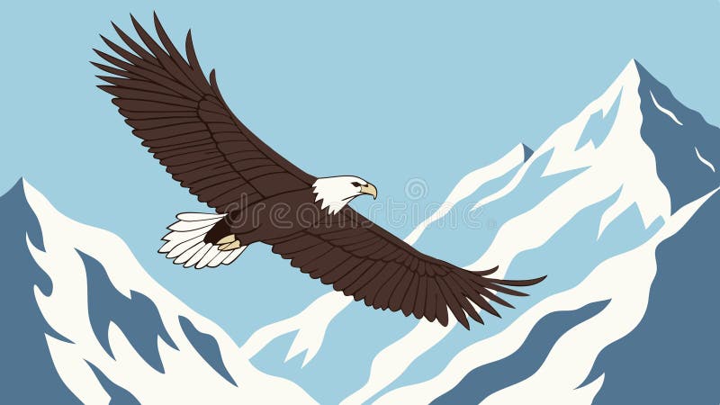 Bald Eagle in Flight Over Mountains Vector Illustration, Wildlife, Vector Design Generative AI ...