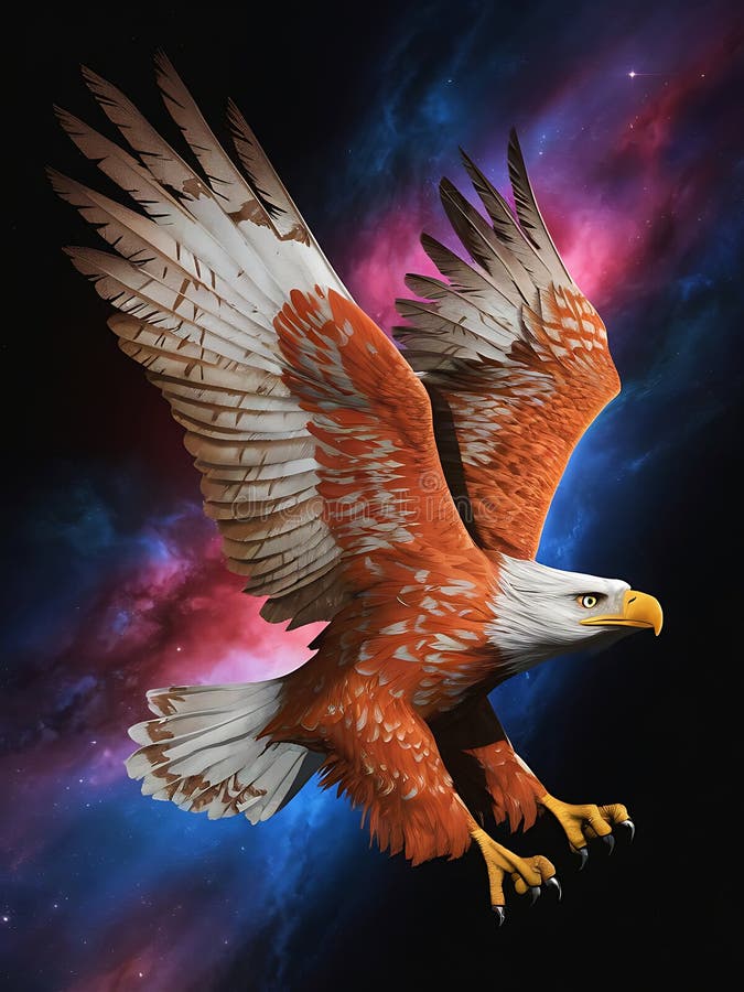Bald Eagle in Flight on Sky . Stock Illustration - Illustration of ...