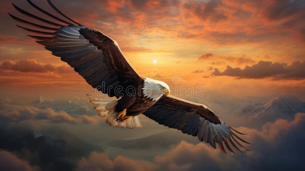 Bald Eagle Flying Above Clouds Stock Illustrations – 281 Bald Eagle Flying Above Clouds Stock ...