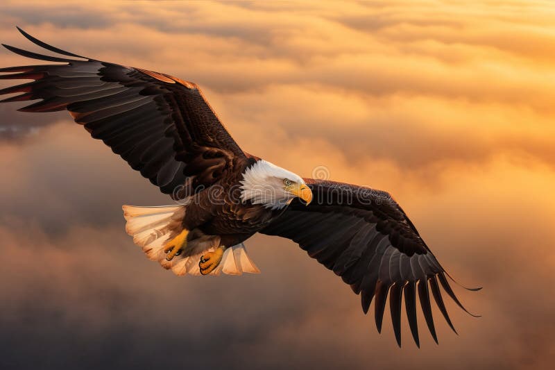 Bald Eagle Flying Sunset Poster Bald Eagle Flying Above The Clouds