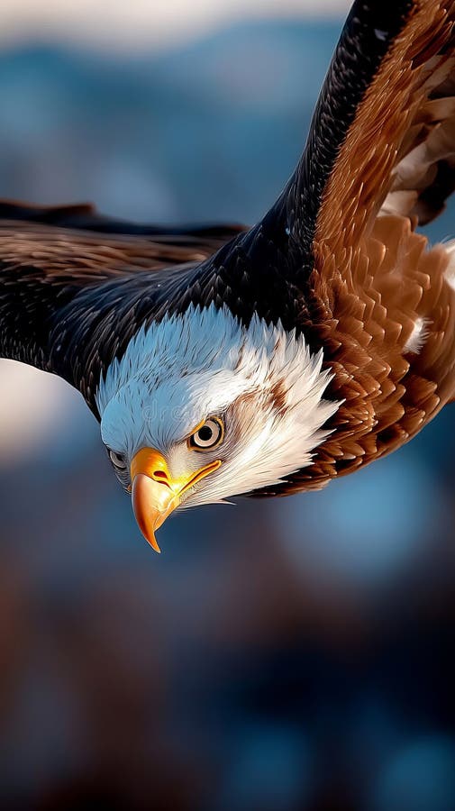 A Bald Eagle Flying through the Air with Its Wings Spread Stock Image ...