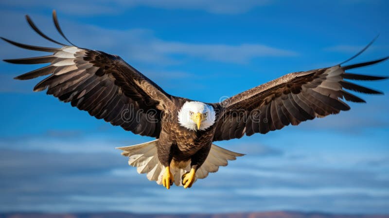 A Bald Eagle Flying in the Air with Its Wings Spread, AI Stock Image ...