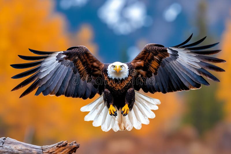 A Bald Eagle Flying through the Air with Its Wings Spread Stock Image ...
