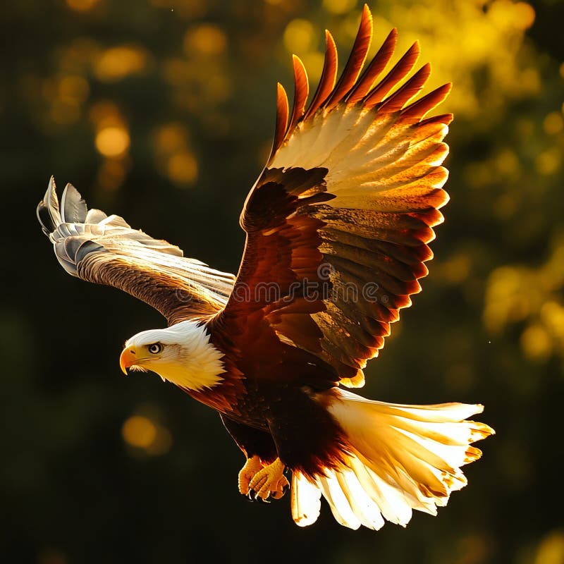 A Bald Eagle Flying through the Air with Its Wings Spread Stock Image ...