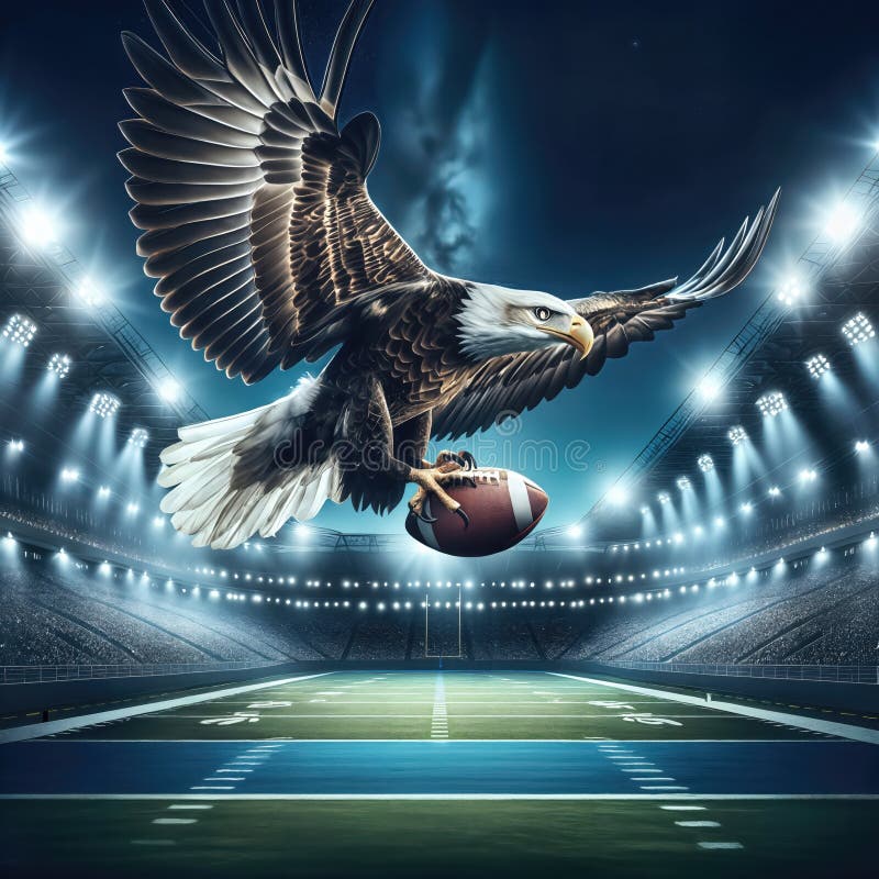 Bald Eagle Flying with a Football Stock Illustration - Illustration of ...