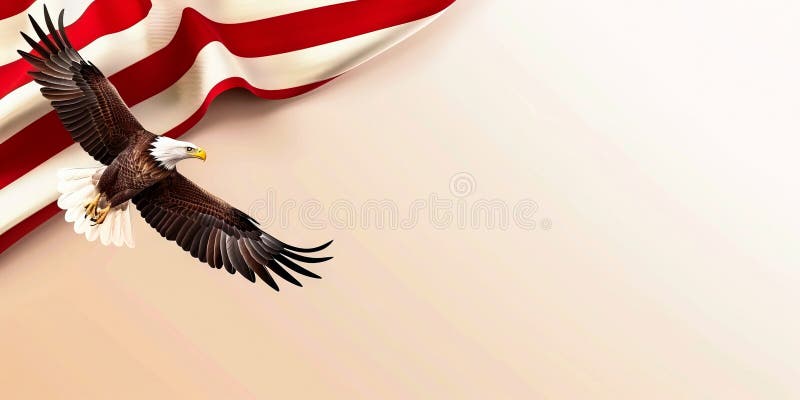 Bald Eagle Flying Over American Flag Stock Image - Image of generated ...