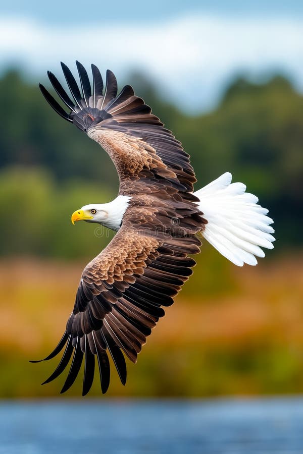 Bald Eagle Flying Over Water Bald Eagle Snatches A Fish From Water In