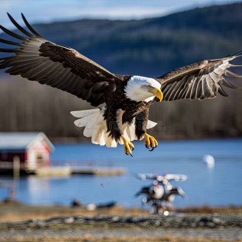 Majestic Bald Eagle Attacking Drone in Flight. - AI Generated Stock ...