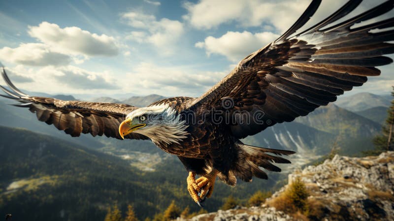 A Bald Eagle Flying in the Sky Stock Image - Image of american, flight ...