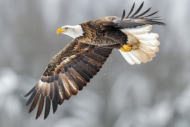 A Bald Eagle Flying in the Sky, Full Body, Real Photo Stock ...