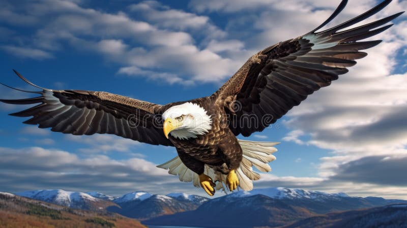 Bald Eagle Flying in Sky. Generative AI Stock Illustration ...