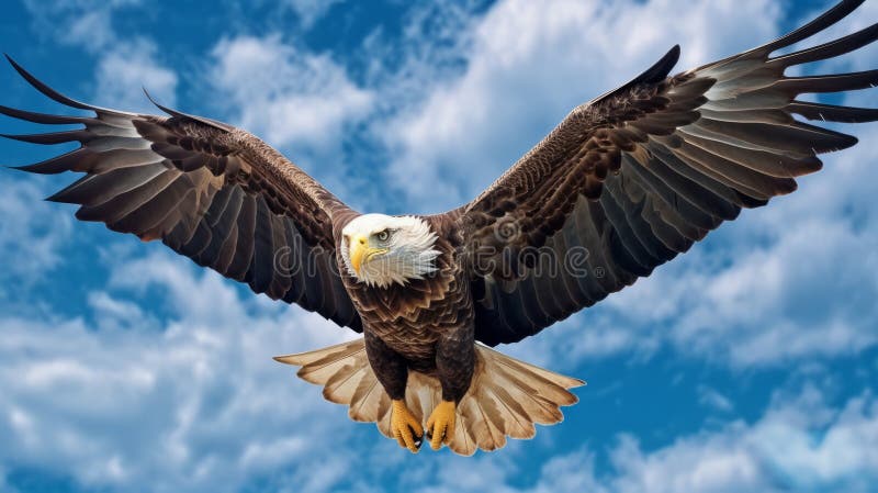 Bald Eagle Flying in Sky. Generative AI Stock Illustration ...