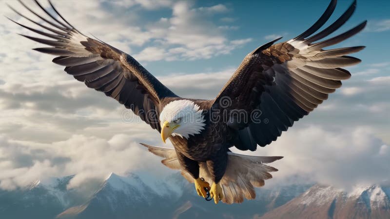 Bald Eagle Flying in Sky. Generative AI Stock Illustration ...