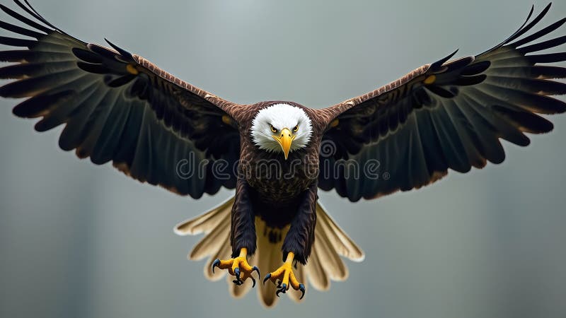 Bald Eagle Flying Towards Camera Stock Illustration - Illustration of ...