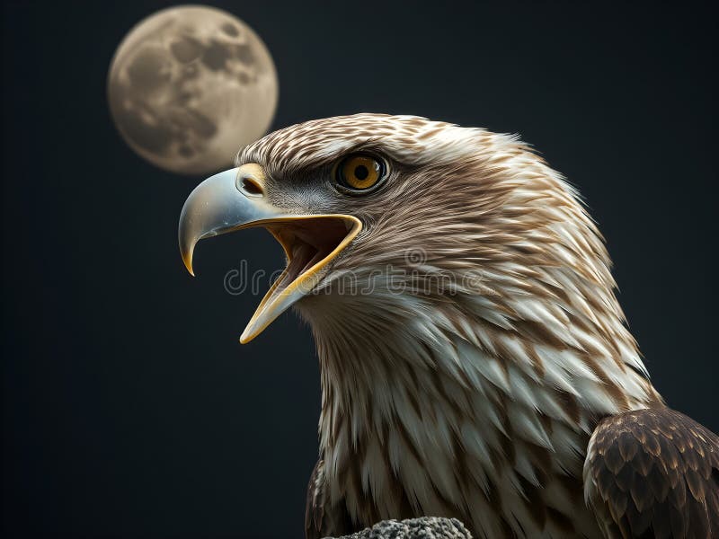 Bald Eagle in Front of the Full Moon 3d Render Stock Illustration ...
