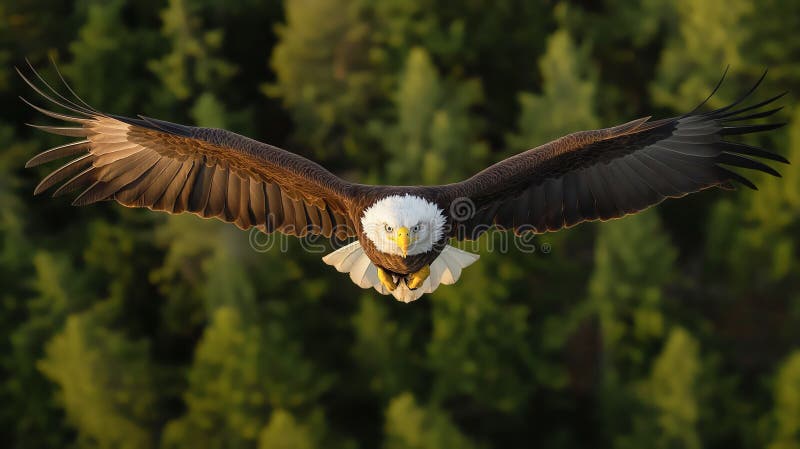 Majestic Eagle Soaring Sky Above Lush Green Forest Stock Photos - Free & Royalty-Free Stock ...