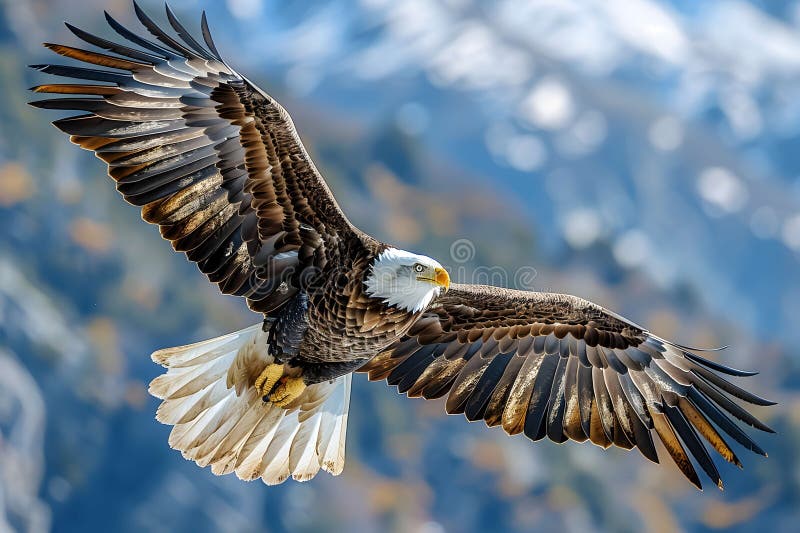 Bald Eagle Gliding with Wings Fully Spread. Stock Illustration ...