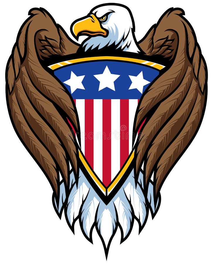 Bald Eagle Holding Shield stock vector. Illustration of background ...