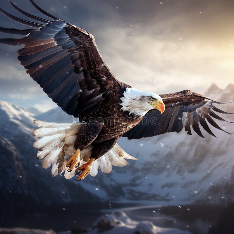 Bald Eagle about to Fly stock illustration. Illustration of alert ...