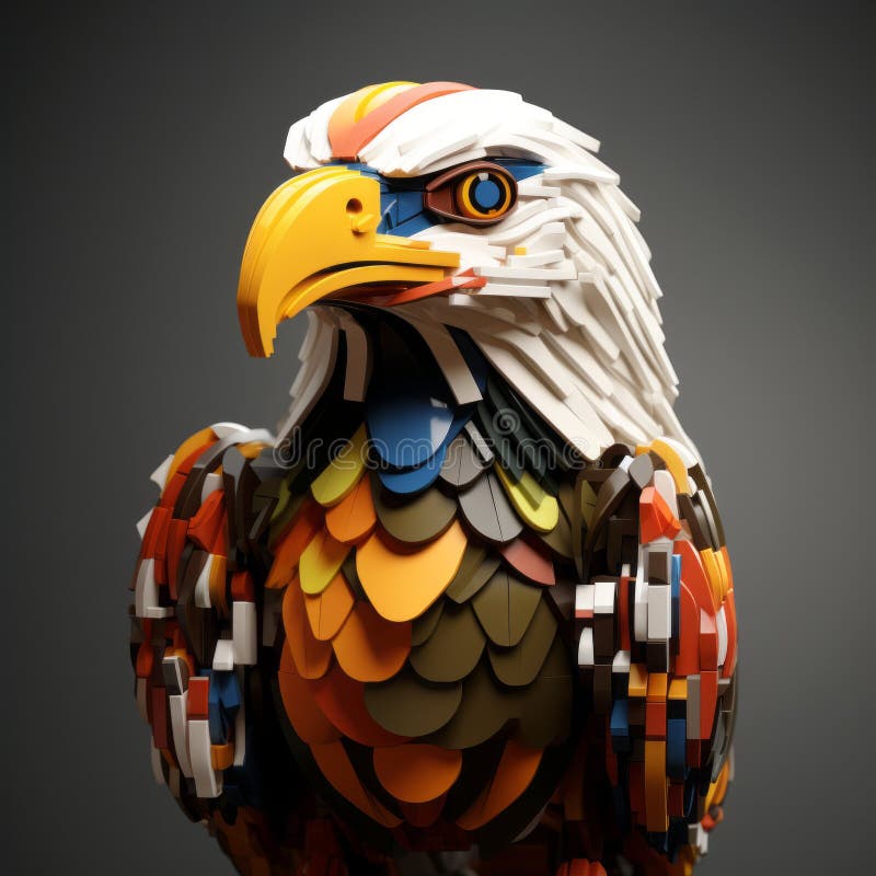 Colorful Lego Eagle a Dynamic 3d Portraiture in Plastic Stock Illustration - Illustration of ...