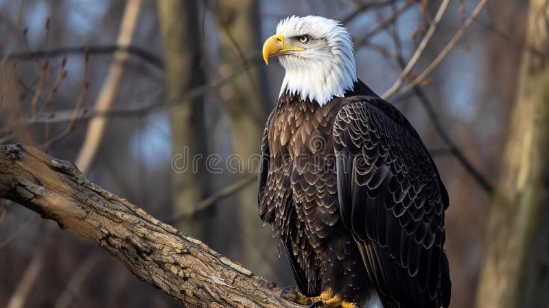 Bald Eagle Landing on a Branch. Generative Ai Stock Illustration ...