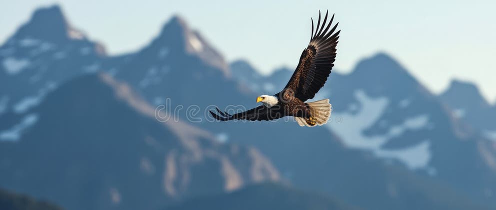 Bald Eagle Mid-Flight with Its Wings Fully Extended, Every Feather ...
