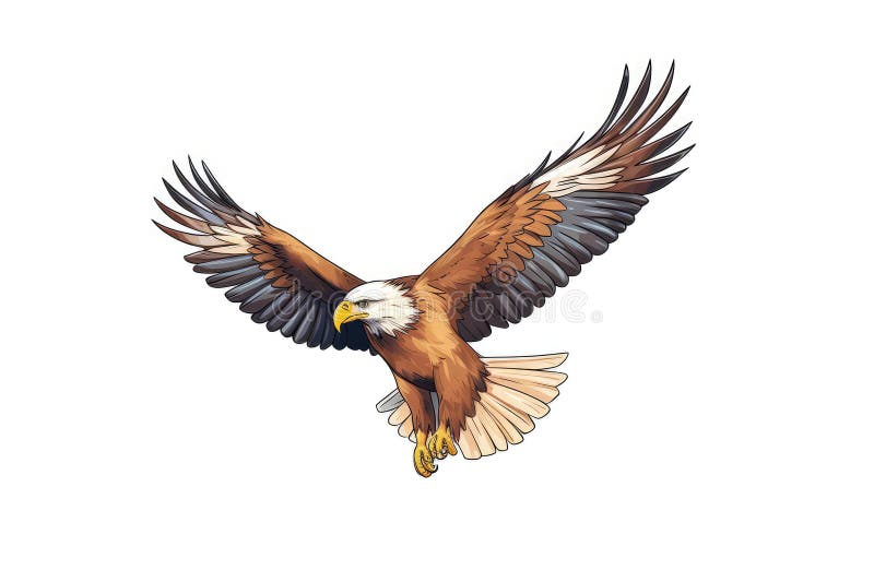 Bald Eagle, Minimalist Style, White Background Cartoonish, Flat ...