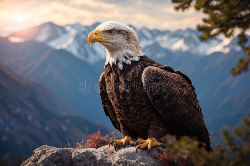 Bald Eagle in the Mountains with a Beautiful Background. Bald Eagle in the Mountains Stock ...