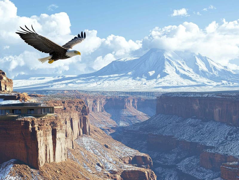 Bald Eagle Over Canyon stock photo. Image of prey, flying - 373267000