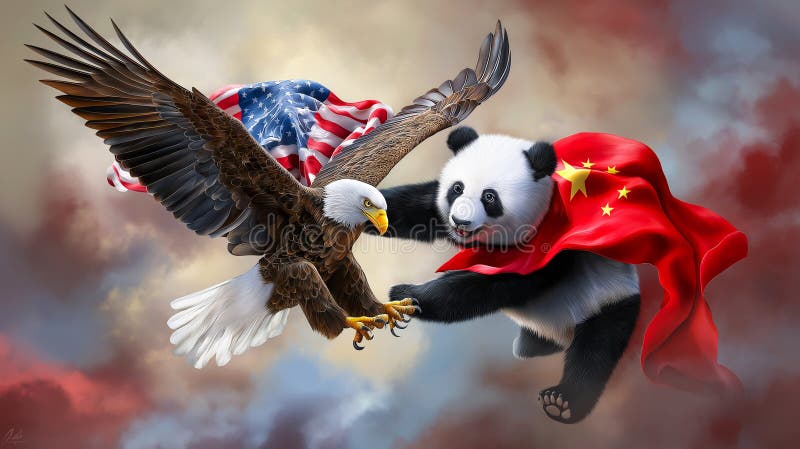 Bald Eagle and Panda in a Symbolic Struggle Representing America and ...