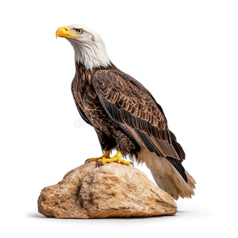 Majestic Bald Eagle Powerful Stance White Background Stock Photos ...