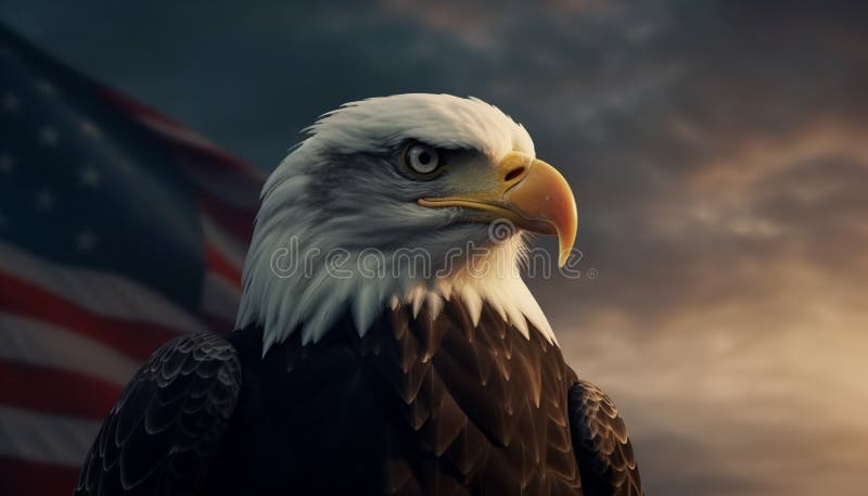 Bald Eagle Perching, Looking at Camera, Majestic Generated by AI Stock ...