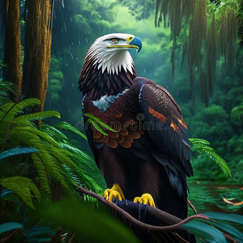Bald Eagle in the Rainforest. Birds in the Rainforest Stock Image ...